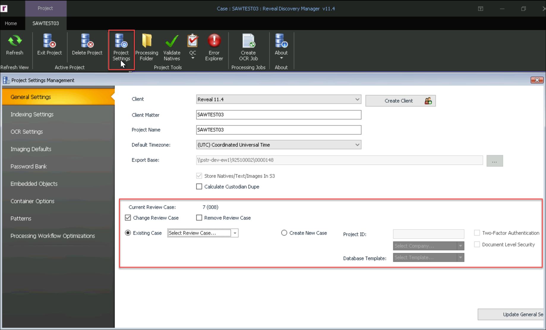 Create a Processing Project - Discovery Manager